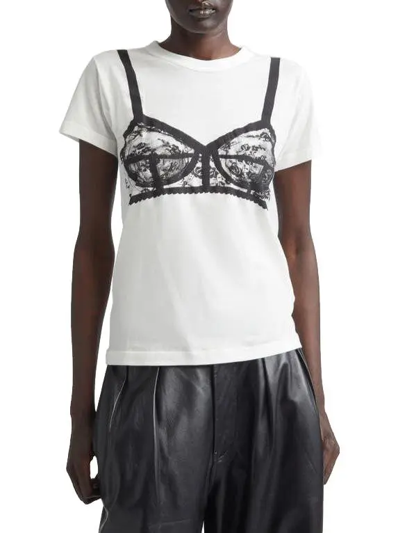 Vaquera Trompe L'oeil Bra T-shirt - White