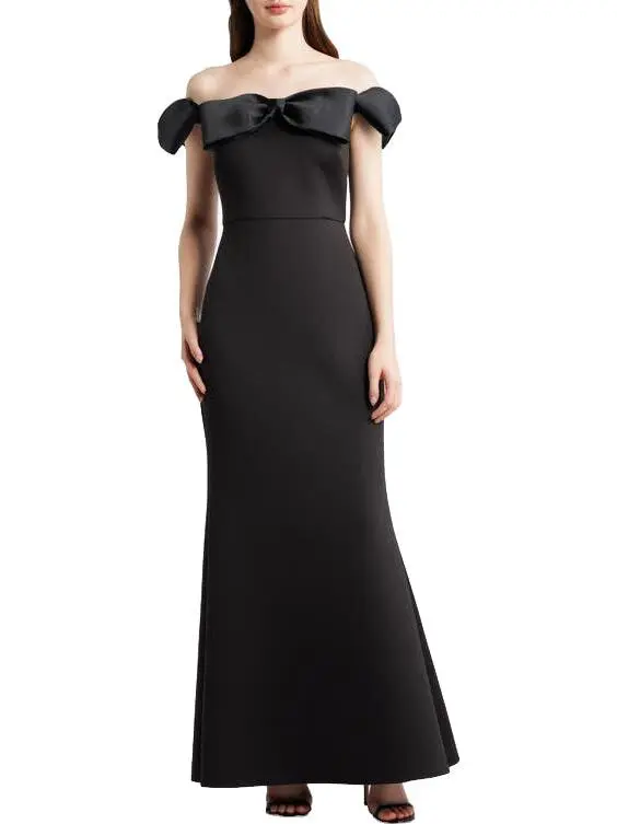 Eliza J Off-the-shoulder Bow Gown - Black