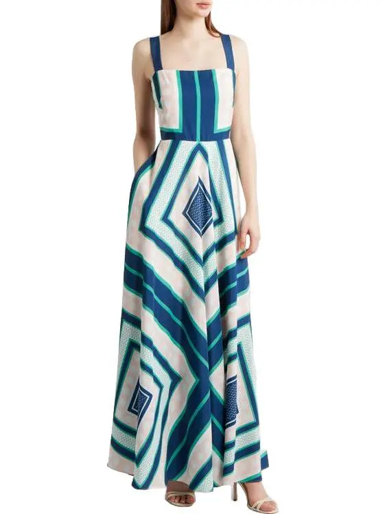 Eliza J Geometric Maxi Sundress - Green