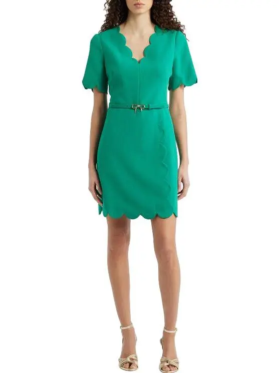 Eliza J Scallop Sheath Dress - Green