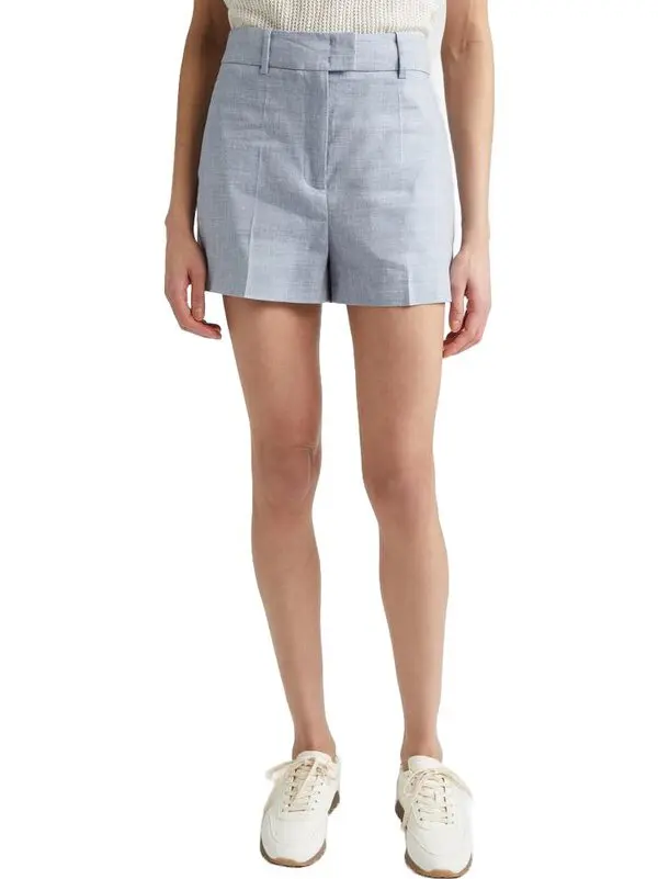 Eleventy Cotton-blend Chambray Shorts - 130 Sky Blue