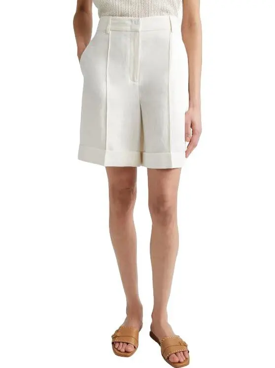 Eleventy Sparkle Linen-blend Bermuda Shorts - 00 Ivory