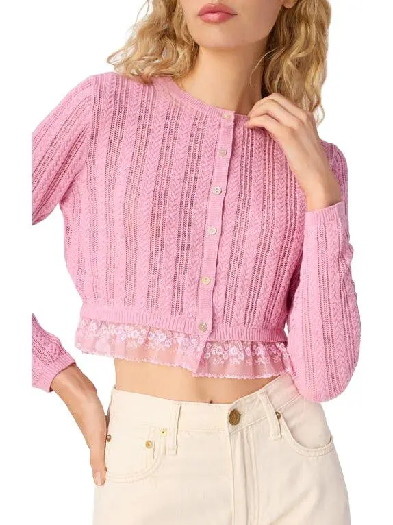 Cami Nyc Pedra Mixed Stitch Cotton Cardigan - Rosebud