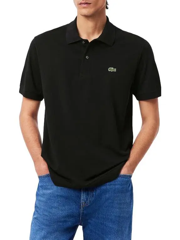 Lacoste Essentials Classic Fit Cotton Blend Piqué Polo - Black