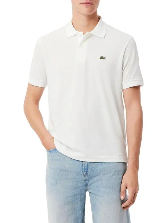 Lacoste Essentials Classic Fit Cotton Blend Piqué Polo - White
