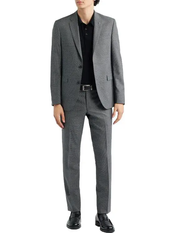 ALLSAINTS Ross Slim Fit Tick Weave Wool Suit - Grey