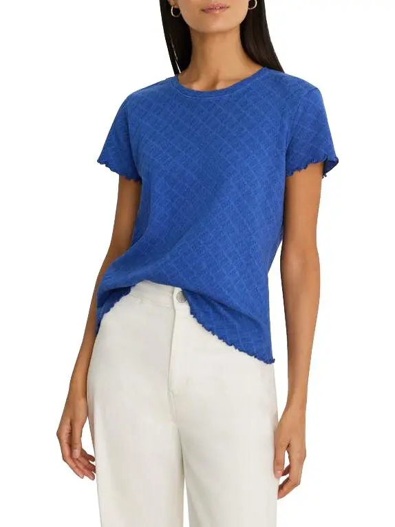 NIC+ZOE Geometric Lace Knit Cotton T-shirt - Neptune