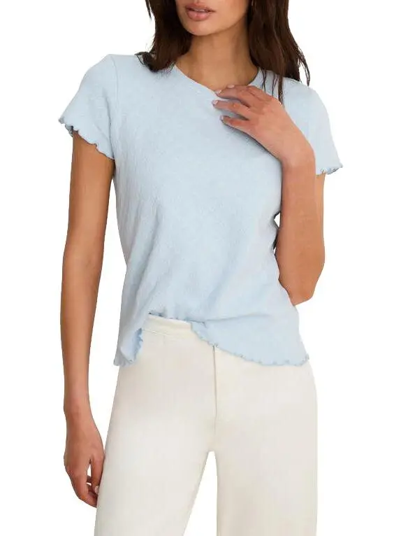 NIC+ZOE Geometric Lace Knit Cotton T-shirt - Sky
