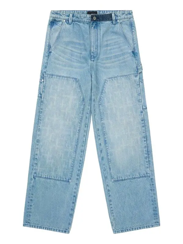 RtA Santiago Relaxed Straight-leg Carpenter Jeans - Ocean Mist Cross Cut