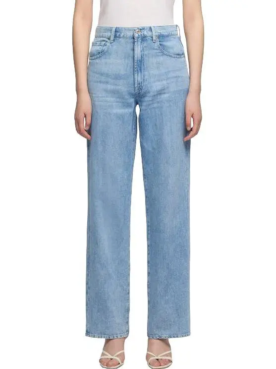 7 For All Mankind Stovepipe Straight-leg Cotton And Linen Jeans - Iris