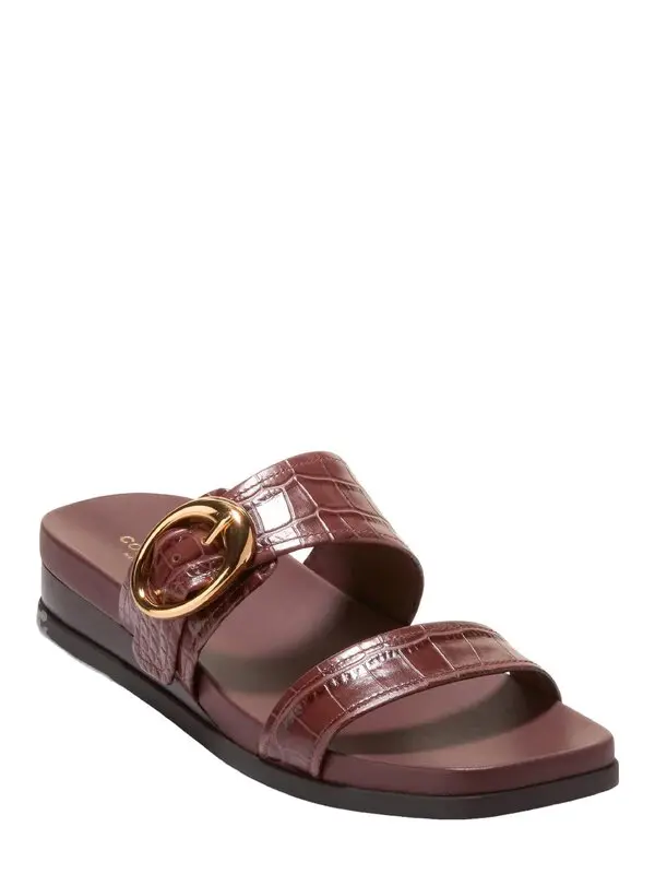 Cole Haan Oaklynn Wedge Sandal - Mahogany Croc Print Leather