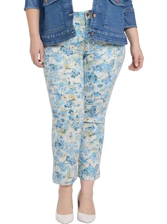 NYDJ Sheri Slim Ankle Jeans - Blue Blooms