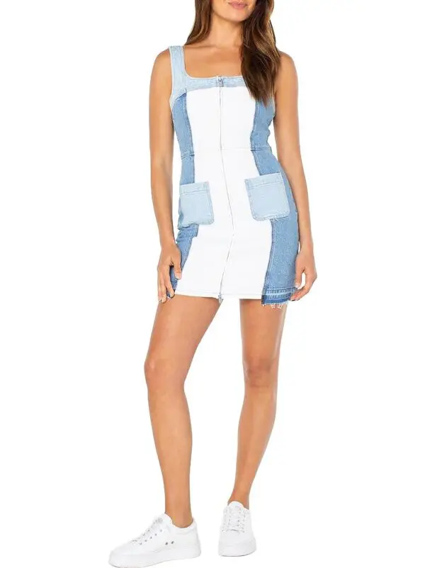 Roxy Sami Sleeveless Denim Patch Minidress - White Sky