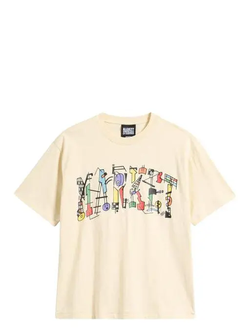 MARKET Work Of Arc Cotton Graphic T-shirt - Natural
