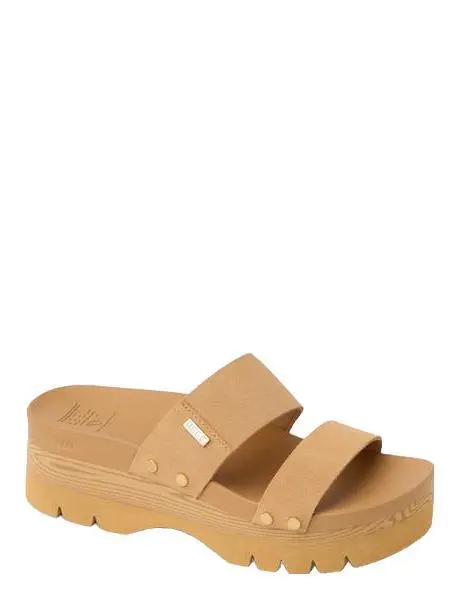 Reef Vista Higher Cleo Platform Sandal - Tan Suede