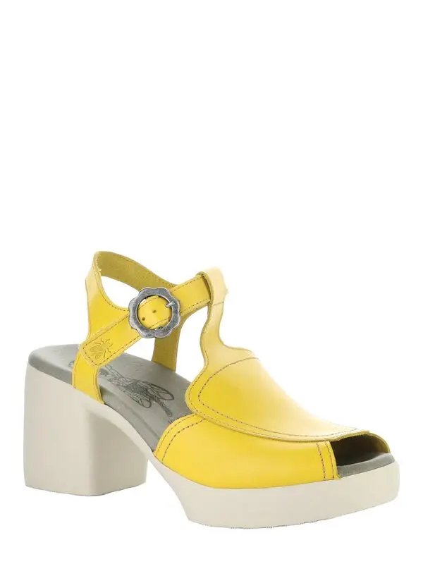 Fly London Platform Sandal With Ankle Strap - Yellow