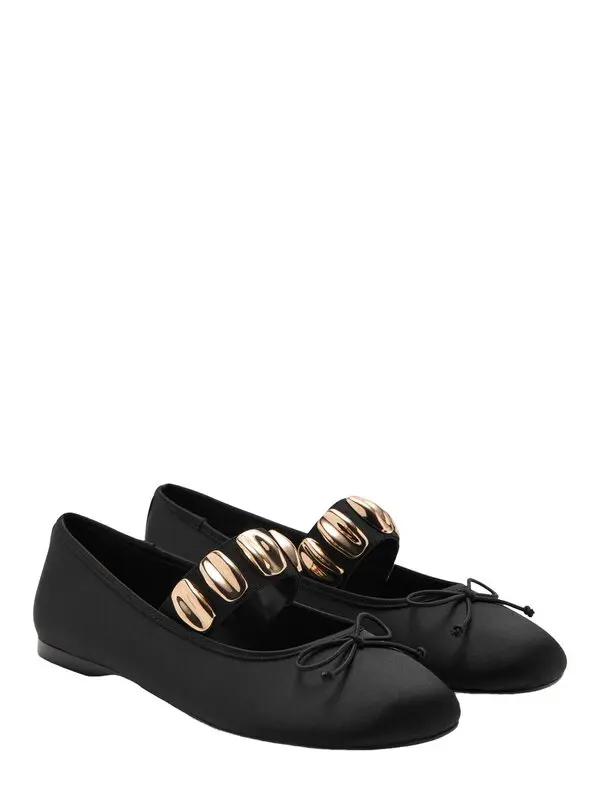 Mango Mary Jane Ballet Flats - Black