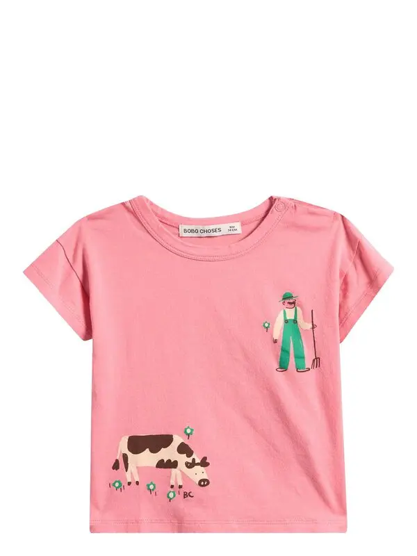 BOBO CHOSES Farm Adventure Organic Cotton T-shirt - Pink