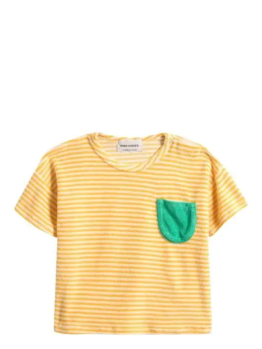 BOBO CHOSES Striped Terry Cloth T-shirt - Yellow