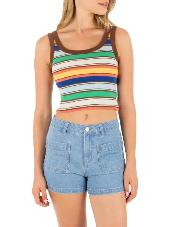 Hurley Haze Stripe Crop Tank - Chocolate