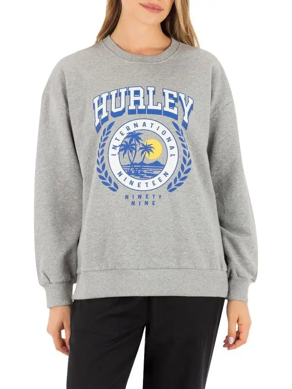 Hurley Academy Oversize Logo Sweatshirt - Grey Heather