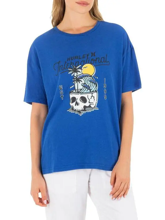 Hurley Skulltide Crewneck Cotton T-shirt - Hydro