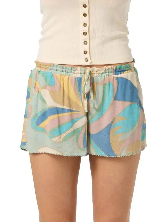 O'Neill Layne Butterfly Print Drawstring Shorts - Desert Sage