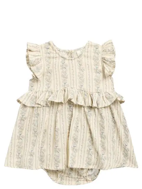 RYLEE + CRU Brielle Floral Ruffle Skirted Cotton Bodysuit - Natural