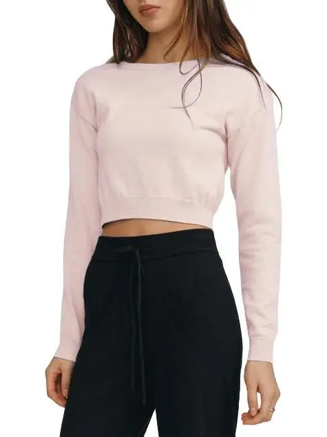 KATHRYN MCCARRON Astrid Long Sleeve Crop Sweater - Blush