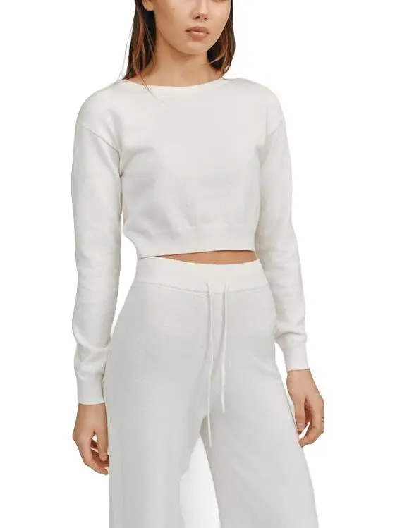 KATHRYN MCCARRON Astrid Long Sleeve Crop Sweater - White