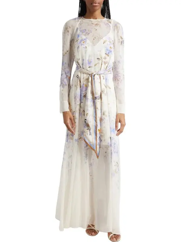 Zimmermann Luna Long Sleeve Maxi Dress - Blue Songbird