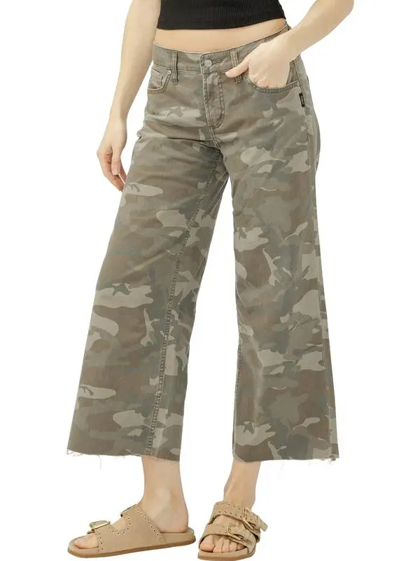 SILVER JEANS CO. Ankle Wide Leg Jeans - Camo