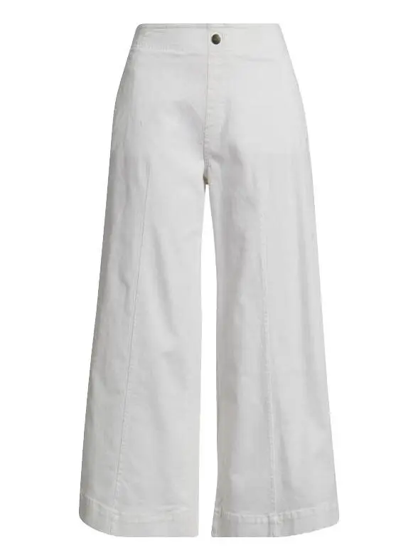 Hue Fine Lines Crop Wide Leg Pants - White