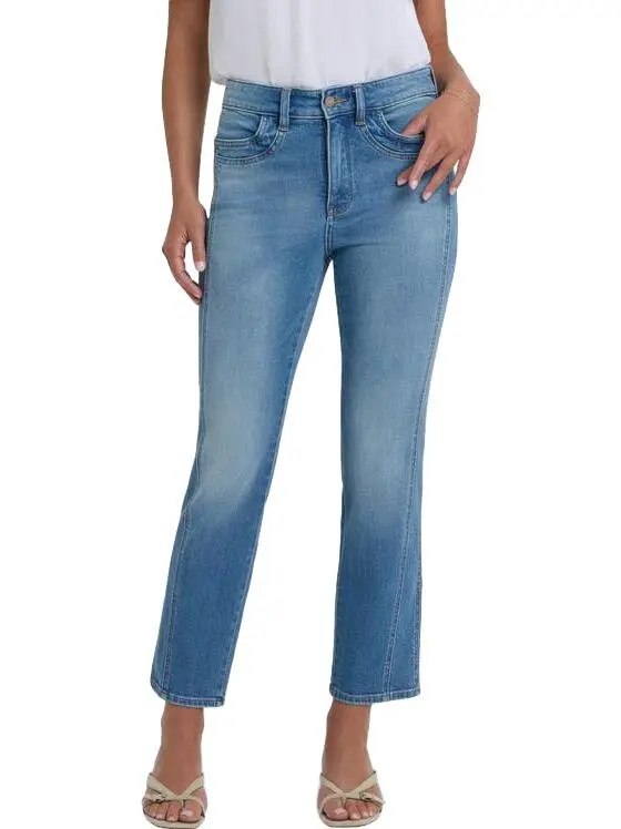 NYDJ Marilyn Paneled High Waist Ankle Straight Leg Jeans - Port Sea
