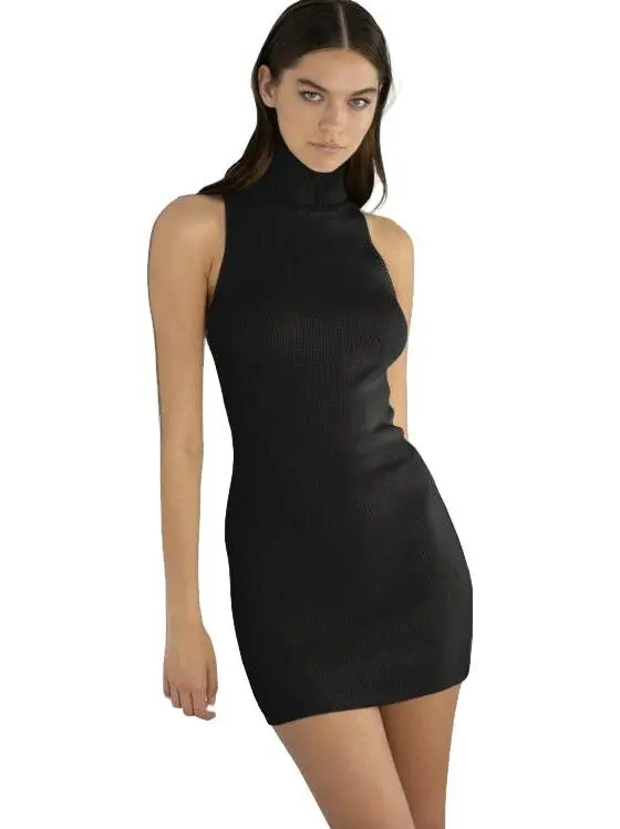 KATHRYN MCCARRON Sophia Sleeveless Turtleneck Dress - Black
