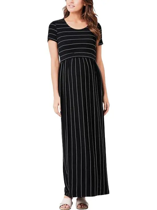 RIPE MATERNITY Maxi Crop Top Nursing Dress - Black/flint