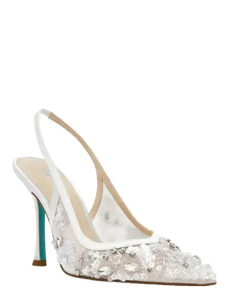 Betsey Johnson Eddie Pointed Toe Slingback Pump - Ivory Multi
