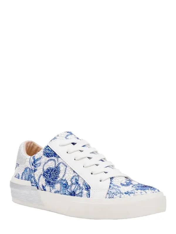 Betsey Johnson Damon Embellished Sneakers - White/blue Floral