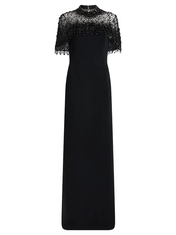 Jenny Packham Livia Beaded-embellishment Maxi Dress - Liquorice