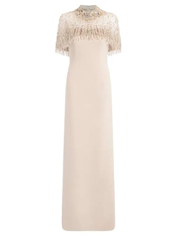 Jenny Packham Livia Beaded-embellishment Maxi Dress - Moonstone