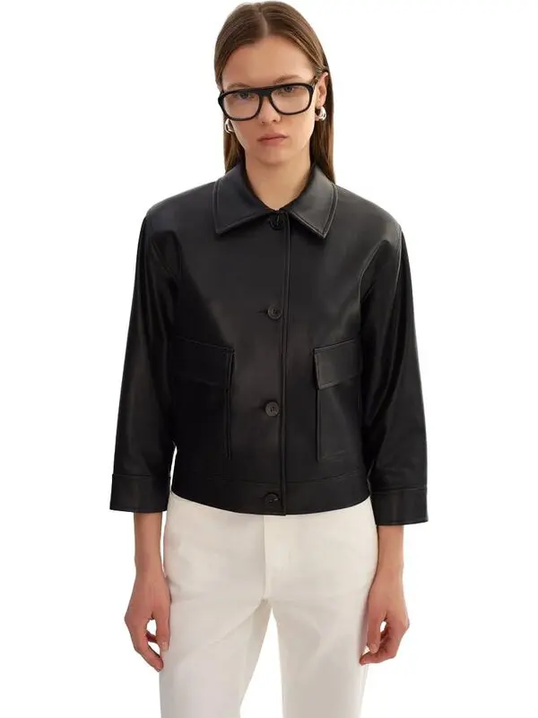 LAMARQUE Elara Faux Leather Jacket - Black