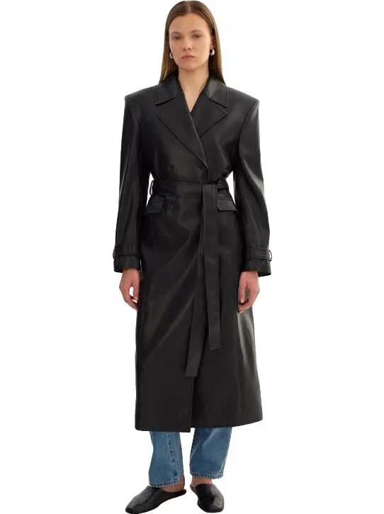 LAMARQUE Iolanthe Faux Leather Trench Coat - Black