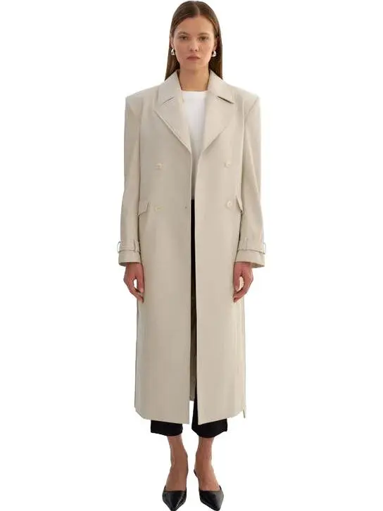 LAMARQUE Iolanthe Faux Leather Trench Coat - Bone