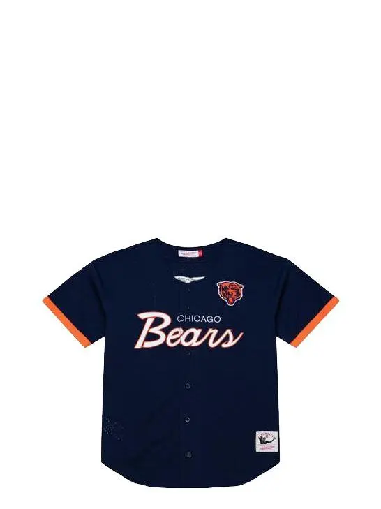 Mitchell & Ness Chicago Bears Embroidered Mesh Full-button Jersey - Navy