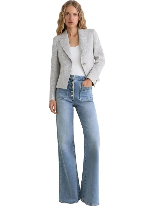 REISS Cali Twin-pocket Flared Jeans - Light Blue