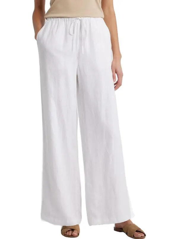 Caslon Easy Wide Leg Linen Pants - White