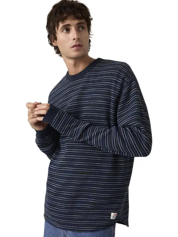 LEVI'S Long-sleeve Relaxed Thermal T-shirt - Truckee Stripe Navy Blazer