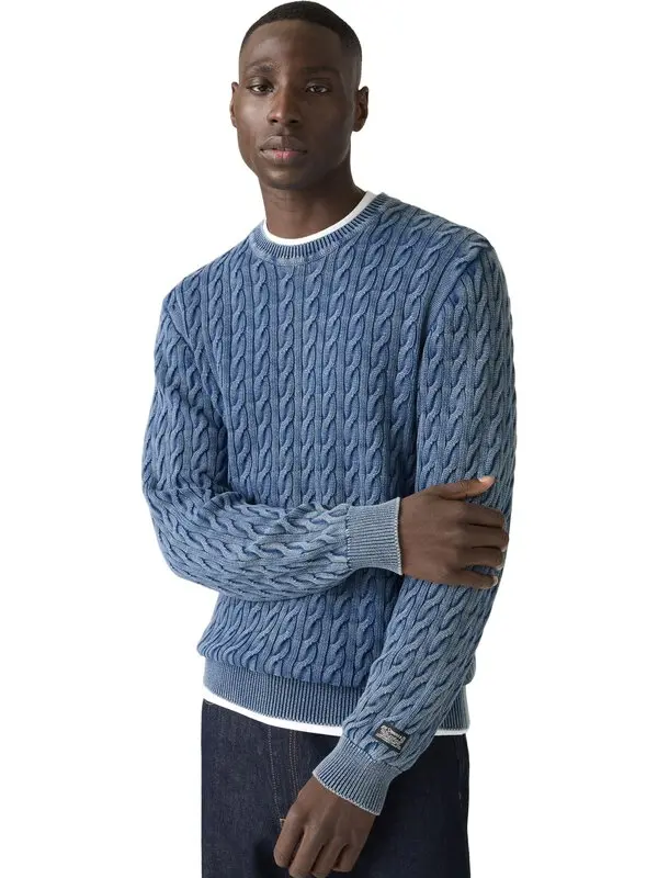 LEVI'S True Indigo Dye Presidio Cableknit Sweater - Cable Rib Indigo