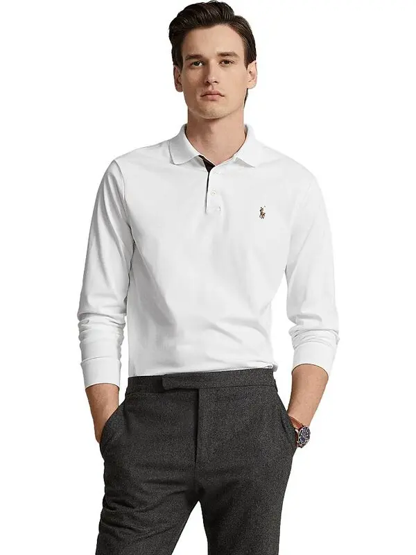 Polo Ralph Lauren Classic Fit Soft Cotton Long-sleeve Polo Shirt - White