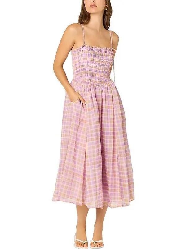 Astr The Label Lahela Plaid Dress - Pink Plaid